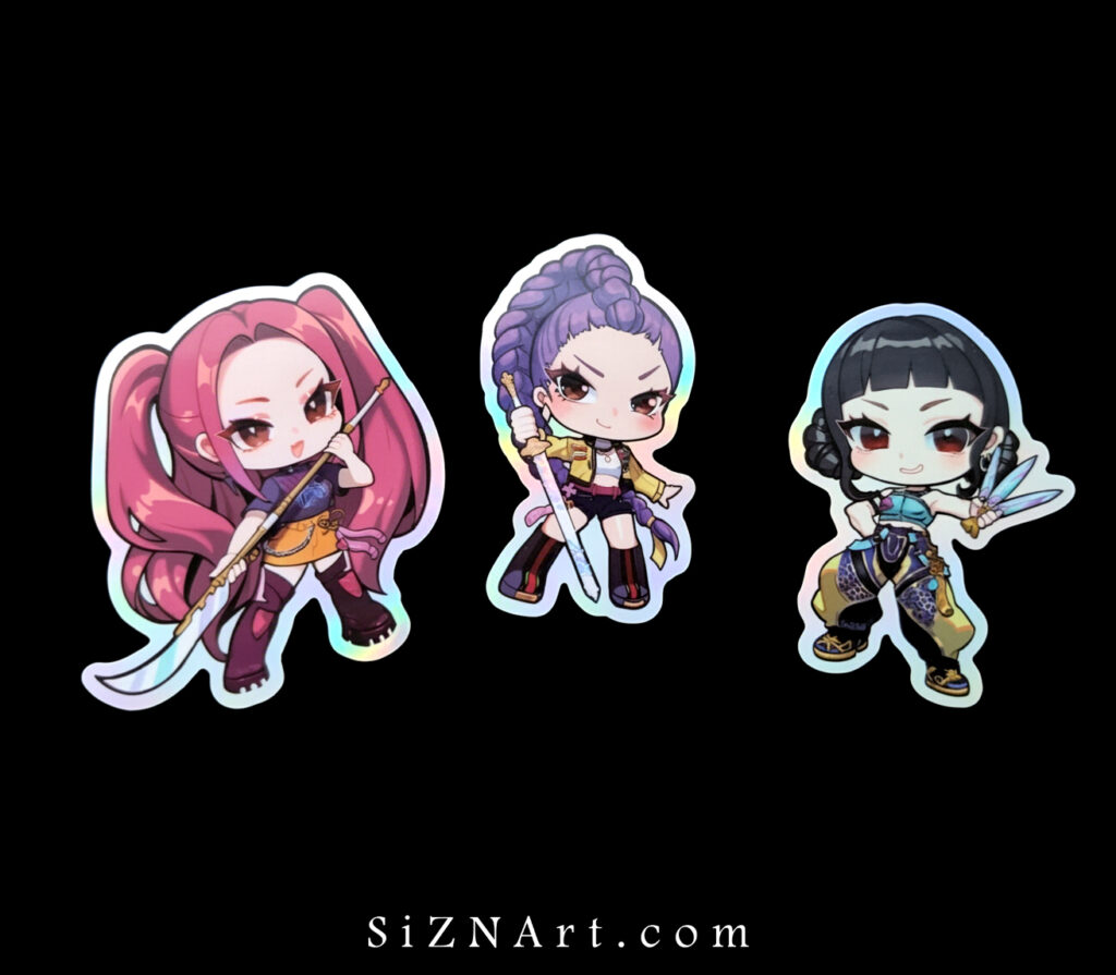 Kpop Demon Hunters – KPDH Mira Zoey Rumi – Holographic Stickers – Siznart